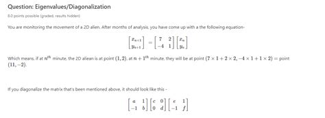 Solved Question Eigenvaluesdiagonalization 80 Points