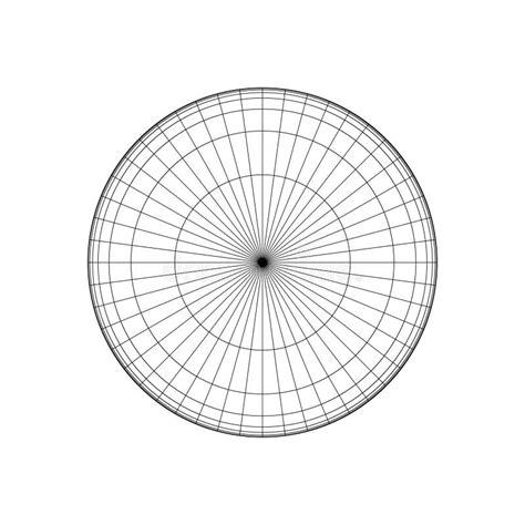 Polar Coordinate Circular Grid Isolated On White Background 360