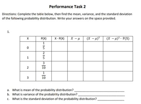 solved performance task 2 directions complete the table below then