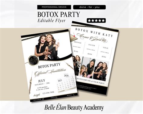 Botox Party Flyer Botox Party Invitation Small Business Aesthetics