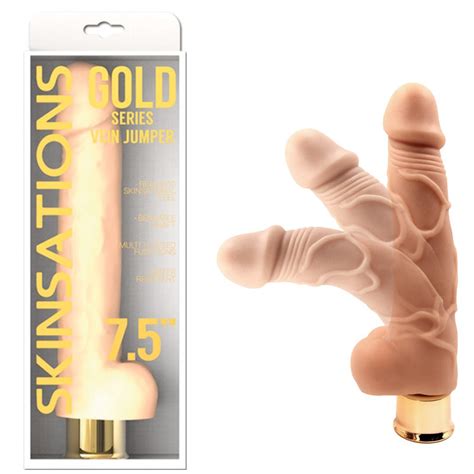 Skinsations Gold Series Vein Jumper 7 5in Vibrating Dildo Multi Functi