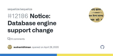 Notice Database Engine Support Change Issue Sequelize Sequelize GitHub