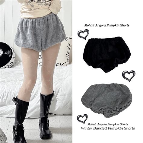 [한겨울까지💕 도톰💕]모헤어 앙고라 셔링 펌킨 쇼츠 밴딩 숏팬츠 겨울 반바지 에이블리