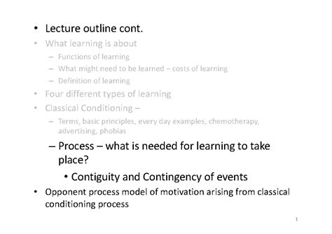 Psyu X1101 2022 Week 4 Lectures 7 And 8 Intro Class Condi 07mar2022 Lecture Outline Cont What