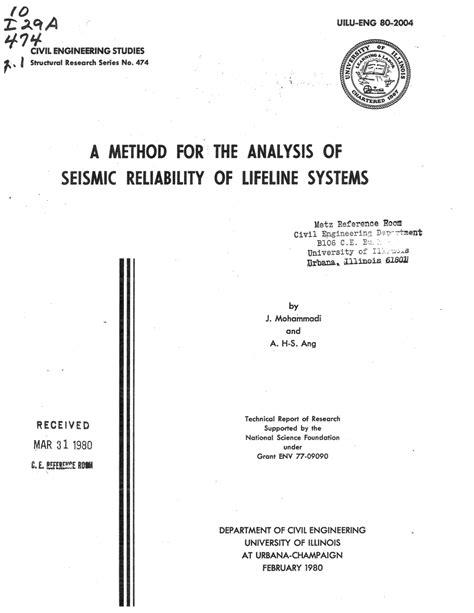 Pdf A Method For The Analysis Of Seismic Reliability Of Lifeline Systems