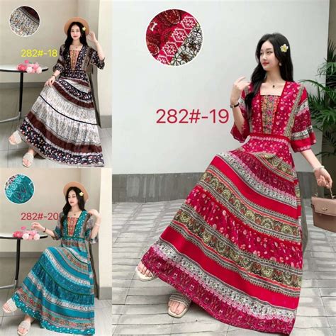 เดรส เดรสสาวอวบ ผ้าสปัน ลายทาง งานปักที่อกสวย กุ้นขอบกระโปรงแต่ละชั้น ใช้ผ้าเยอะอก32 44 เอว 44