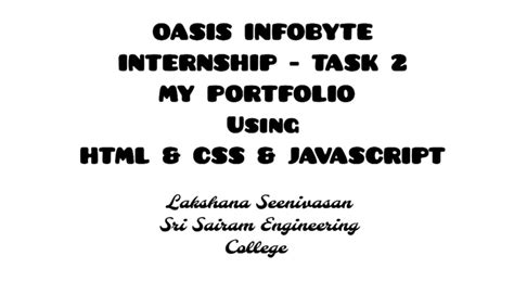 Lakshana Seenivasan On Linkedin Oasisinfobyte Webdevelopment Html Internship Javascript Css