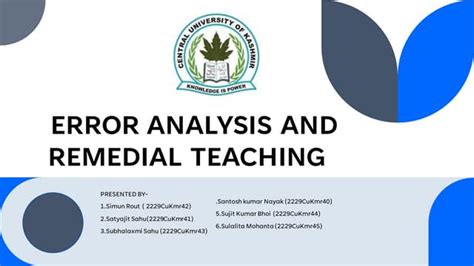 Error Analysis And Remedial Teaching Error Analysis Ppt