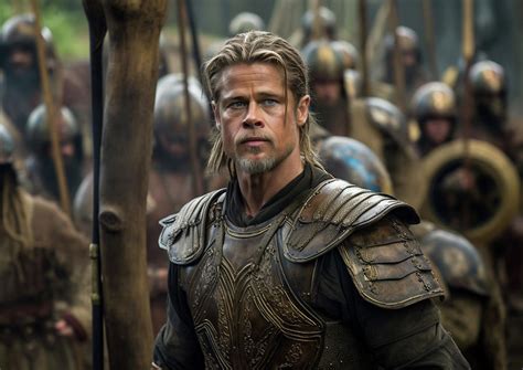 Brad Pitt Roman Warrior Reborn Digital Art By Tanguy Michel Fine Art