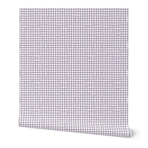Whimsical Dark Purple Grid Lines On A Wallpaper Spoonflower