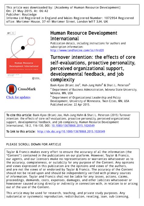 Pdf Turnover Intention The Effects Of Core Self Evaluations Proactive Personality Perceived