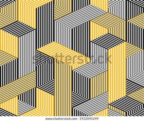 3d Dimensional Lined Cubes Seamless Pattern Stock Vector Royalty Free 1922045249 Shutterstock