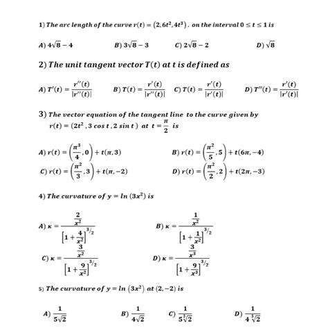 Solved 1 The Arc Length Of The Curve R T 2 6t2 4 3 On