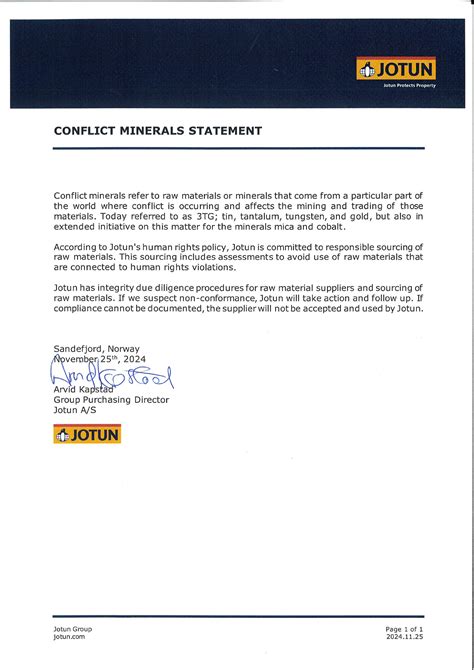 Conflict Minerals Statement