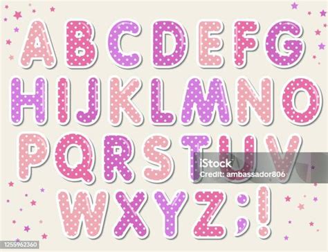 폴카 도트 3d 영어 알파벳 문자 세트 Lol 가리 인형 생일 축하 배너 서프라이즈 스타일 디자인 벡터 0명에 대한 스톡 벡터