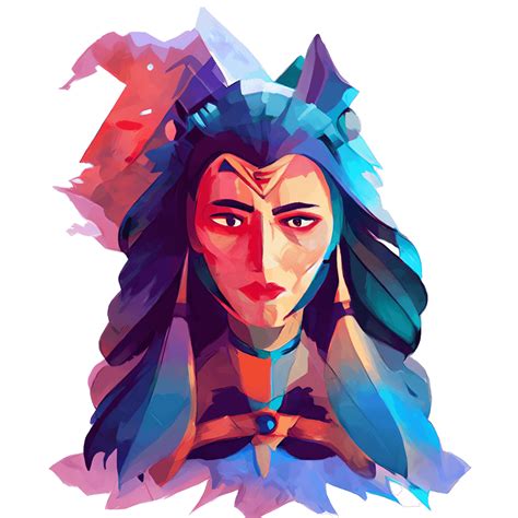 Native American Woman Warrior Portrait Fractal Watercolor · Creative