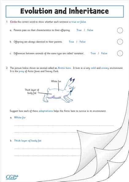 year 6 evolution and inheritance — science assessment year 6 cgp plus