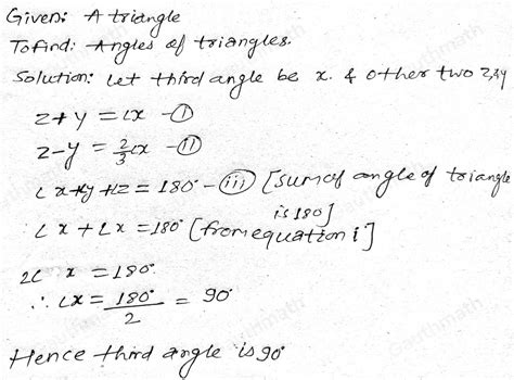 Solved The Sum Of Two Interior Angles Of The Triangle Is Equal To The Third Angle And The