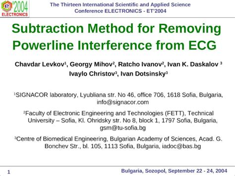Ppt Subtraction Method For Removing Powerline Interference From Ecg