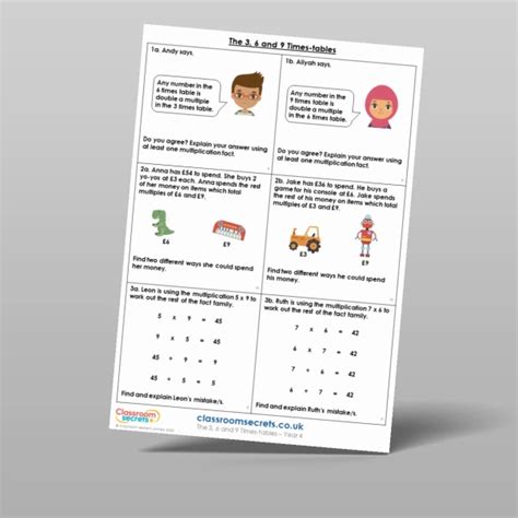 Year 4 3 6 And 9 Times Tables Reasoning And Problem Solving Resource Classroom Secrets