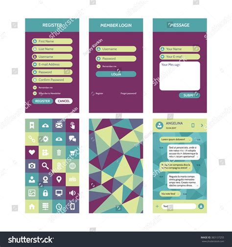 Mobile Interface Vector Template Flat Style 스톡 벡터로열티 프리 383137255 Shutterstock