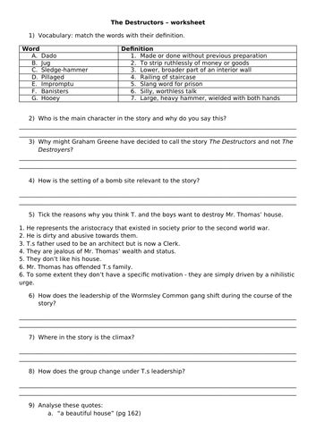 The Destructors Teaching Resources