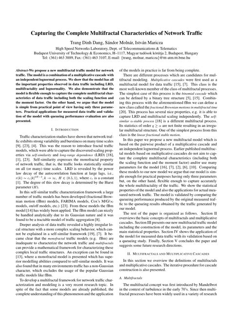 Pdf Capturing The Complete Multifractal Characteristics Of Network Traffic