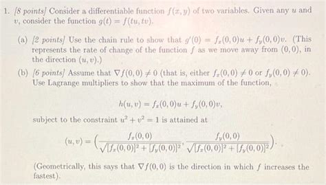 Solved 1 [s Points] Consider A Differentiable Function