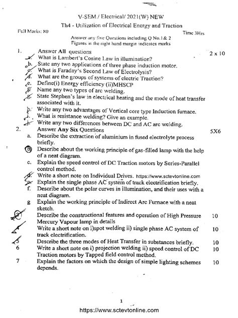 Elect 5 Sem Utilization Of Electrical Energy And Traction Winter 2021 Pdf