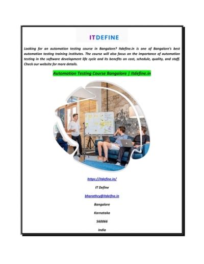 Automation Testing Course Bangalore Itdefine In