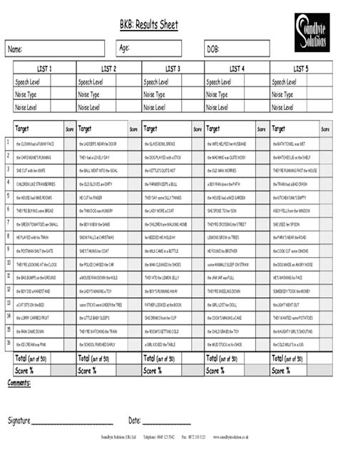 Fillable Online Bkb Results Sheet Fax Email Print Pdffiller