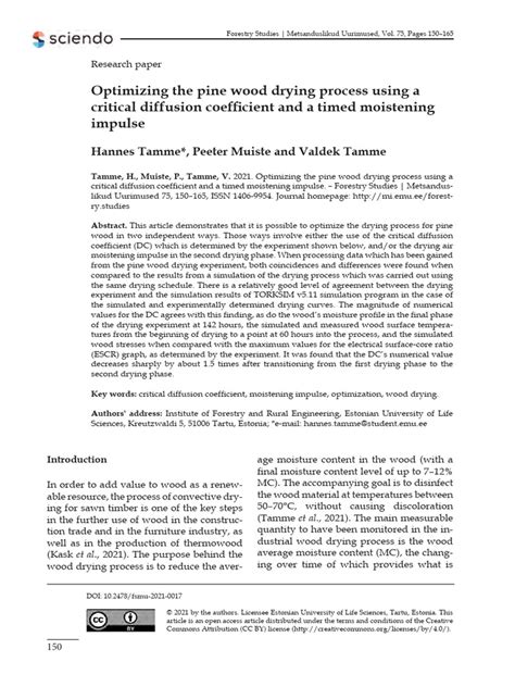 Optimizing The Pine Wood Drying Process Using A Critical Diffusion Coefficient And A Timed
