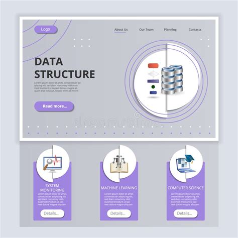 Data Structure Flat Landing Page Website Template System Monitoring