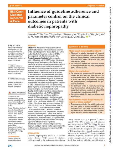 Pdf Influence Of Guideline Adherence And Parameter Control On The Clinical Outcomes In