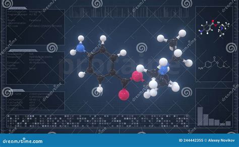 Overview Of The Molecule Of Procaine On The Computer Screen Loopable 3d Animation Stock Video