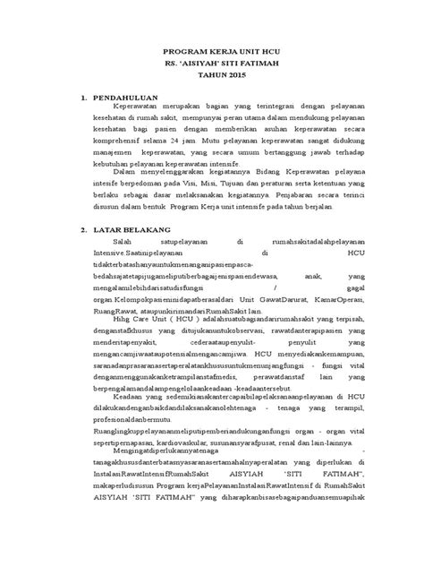 Program Kerja Unit Hcu New Pdf