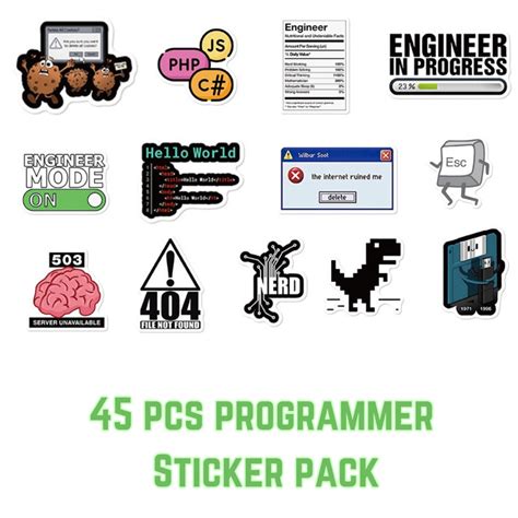 Programming 45 Pc Stickers Pack Tech Nerd Geek T Coding Developer