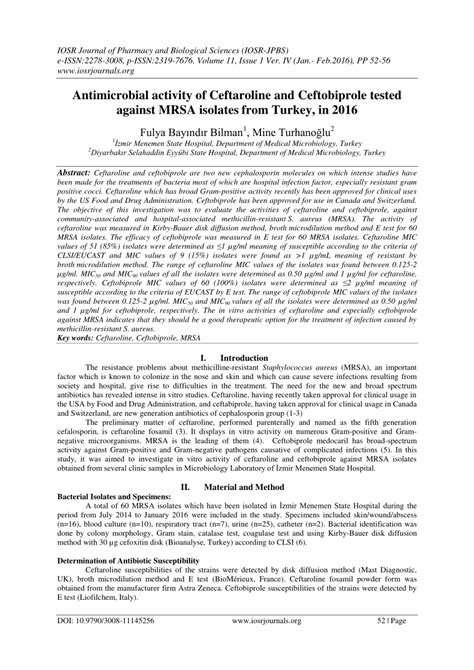 Pdf Antimicrobial Activity Of Ceftaroline And Ceftobiprole Tested