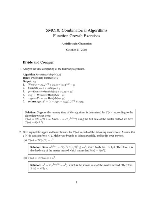 Master Method Recurrences Download Free Pdf Time Complexity
