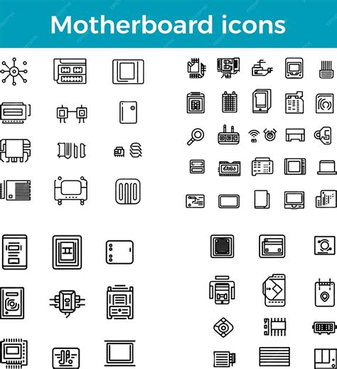 Motherboard Icons Line Circuit Board Icon Technology Icon Electronics Icon Computer Icon Vector