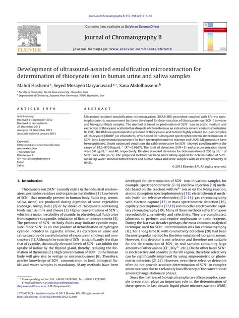Pdf Development Of Ultrasound Assisted Emulsification Microextraction For Determination Of