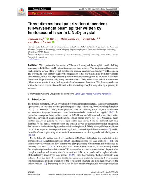 Pdf Three Dimensional Polarization Dependent Full Wavelength Beam Splitter Written By
