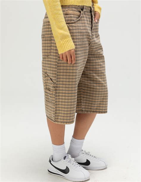 Bdg Urban Outfitters Check Nicola Womens Jorts Beige 28 Tillys