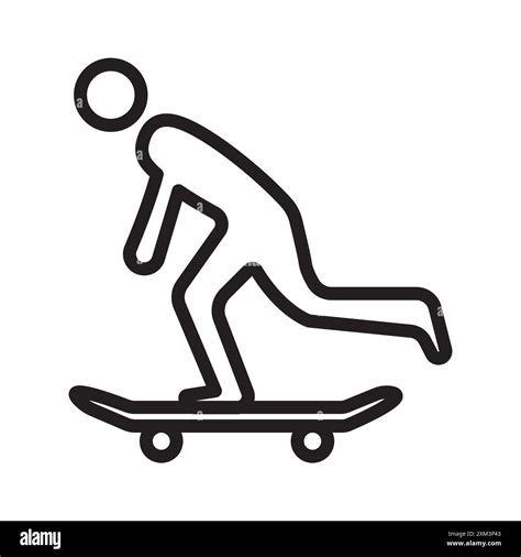 Skateboarding Icon Black Line Art Vector In Black And White Outline Set Collection Sign Stock