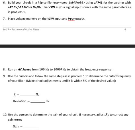 Solved Problem 3 Active High Pass Filter 1 Draw A Circuit