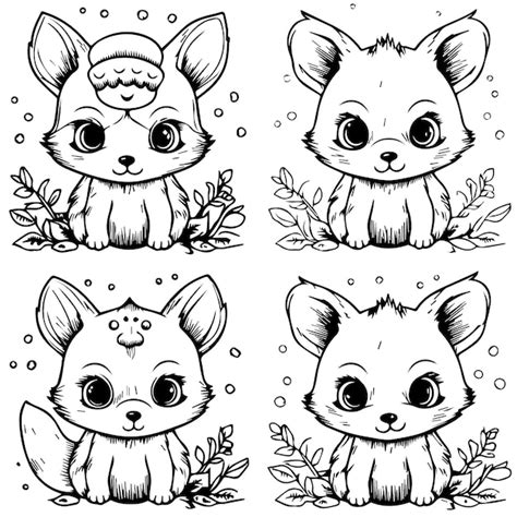 실루엣 귀여운 고양이 벡터 일러스트 레이 션의 집합 프리미엄 벡터