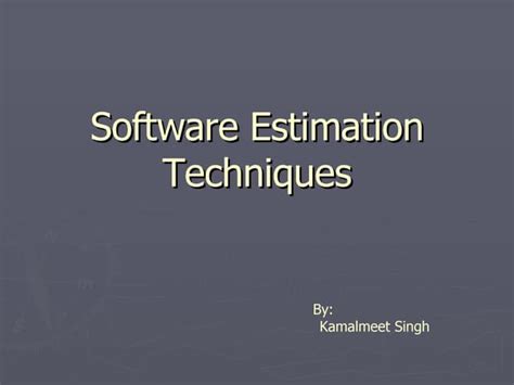 Software Estimation Techniques Ppt