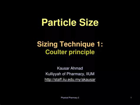 PPT Particle Size Sizing Technique Coulter Principle PowerPoint Presentation ID