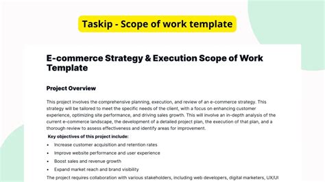E Commerce Strategy And Execution Scope Of Work Template Taskip
