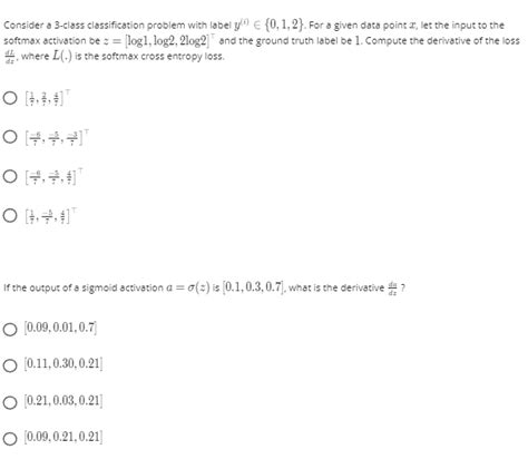 Solved Consider A 3 Class Classification Problem With Label